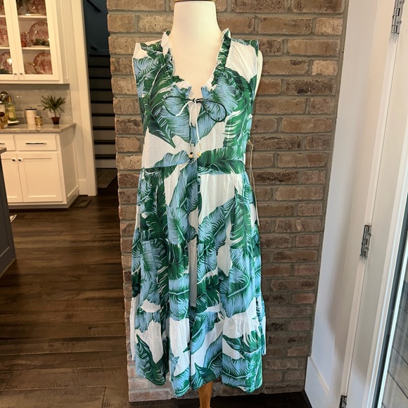 True Destinations | Swim | Nwt True Destinations Tropical Leaf Ruffled ...